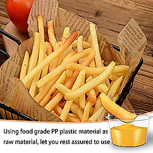 XINGLIAN 100 Pieces Plastic Souffle Cups, 1 OZ Disposable Clear Leak Proof Sauce Cup With Hinged Lid, Used for Various Sauces, Food Samples, Storage Crafts