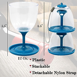 Portable Collapsible Wine Glass Travel Wine Glasses, Wine Glass To Go, Shatterproof Plastic Wine Glasses Reusable with Detachable Stem, Unique Wine Glasses Gift Couple Travel Outdoor, 2 Pack Stackable