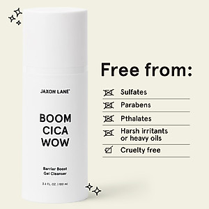 JAXON LANE Mens Face Wash BOOM CICA WOW Barrier Boost Gel Cleanser, Daily Facial Cleanser for Men & WOMEN: Hydrating Face Cleanser + Centella Asiatica, Hyaluronic Acid, Purifying Malachite, Green Tea