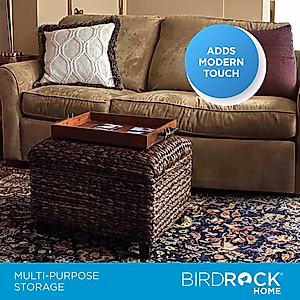 BIRDROCK HOME Woven Seagrass Storage Ottoman with Safety Hinges - Easy-to-Open Lid, Sturdy Construction - Natural Brown Finish - Large Storage Space Ideal for Living Room, Bedroom, Dorm - 22x18x16