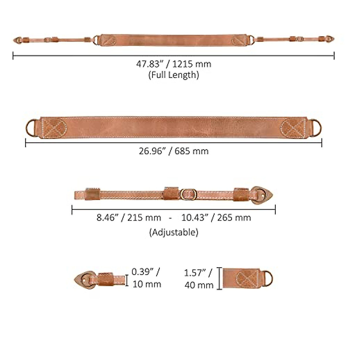 MegaGear SLR, DSLR Sierra Series Genuine Leather Camera Shoulder or Neck Strap