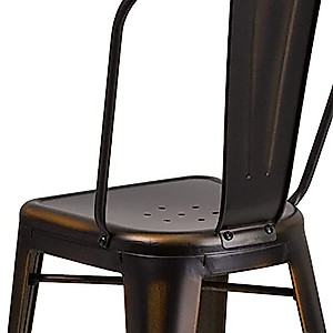 EMMA + OLIVER Commercial Grade 24" H Distressed Copper Metal Indoor-Outdoor Counter Stool