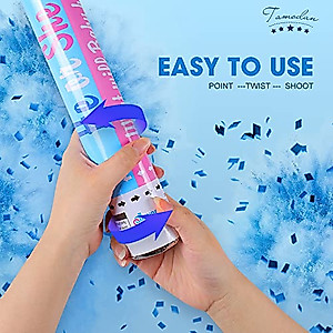 Tamodan Gender Reveal Confetti Cannon Blue，Set of 4 Gender Reveal Powder Cannon – Gender Reveal Confetti Powder Cannon Blue only Ideal for Pregnancy Announcement(4 Blue)