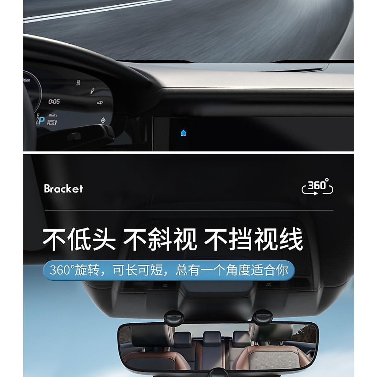 Rearview Mirror Phone Holder for Car,Rotatable and Retractable Car Phone Holder Mount 2023 Universal Multifunctional 360° Rear View Mirror Phone Holder Pro Clip Car Mirror Phone Mount for Cell Phone