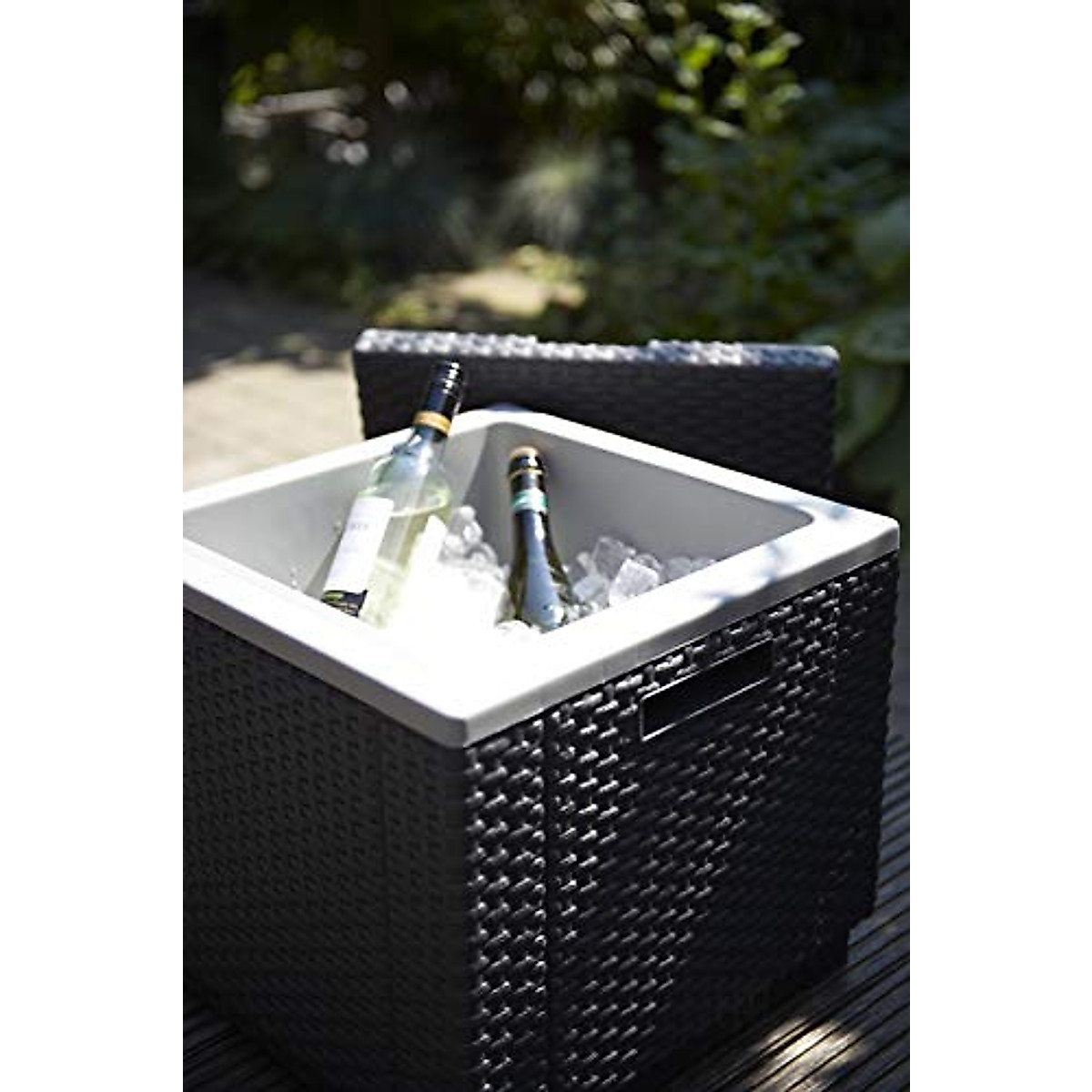 Keter Ice Cube Beer and Wine Cooler Table Perfect for Your Patio, Picnic, and Beach Accessories, Graphite