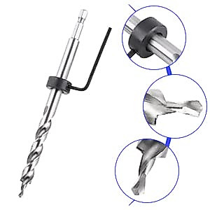 3/8" Twist Step Drill Bit Hex Shank Pocket Hole Drill Bit with Adjustable Depth Stop Collar for Pocket Hole Jig Kit