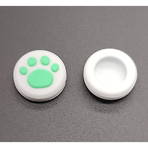 2 x Silicone Analog Controller Thumb Stick Joystick Grips Cap for Switch NS & Switch Lite Controller Joy-Con ThumbStick Cute Cat Paw Claw (White-Green)