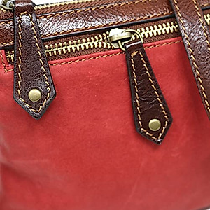 Floto Women's Leather Bag Fioro Crossbody Purse Satchel Handbag (Red)