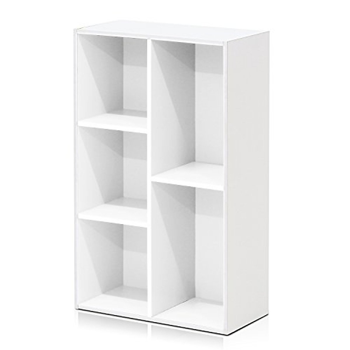 Furinno 5-Cube Open Shelf, White & Jaya Simple Home 3-Tier Adjustable Shelf Bookcase, White