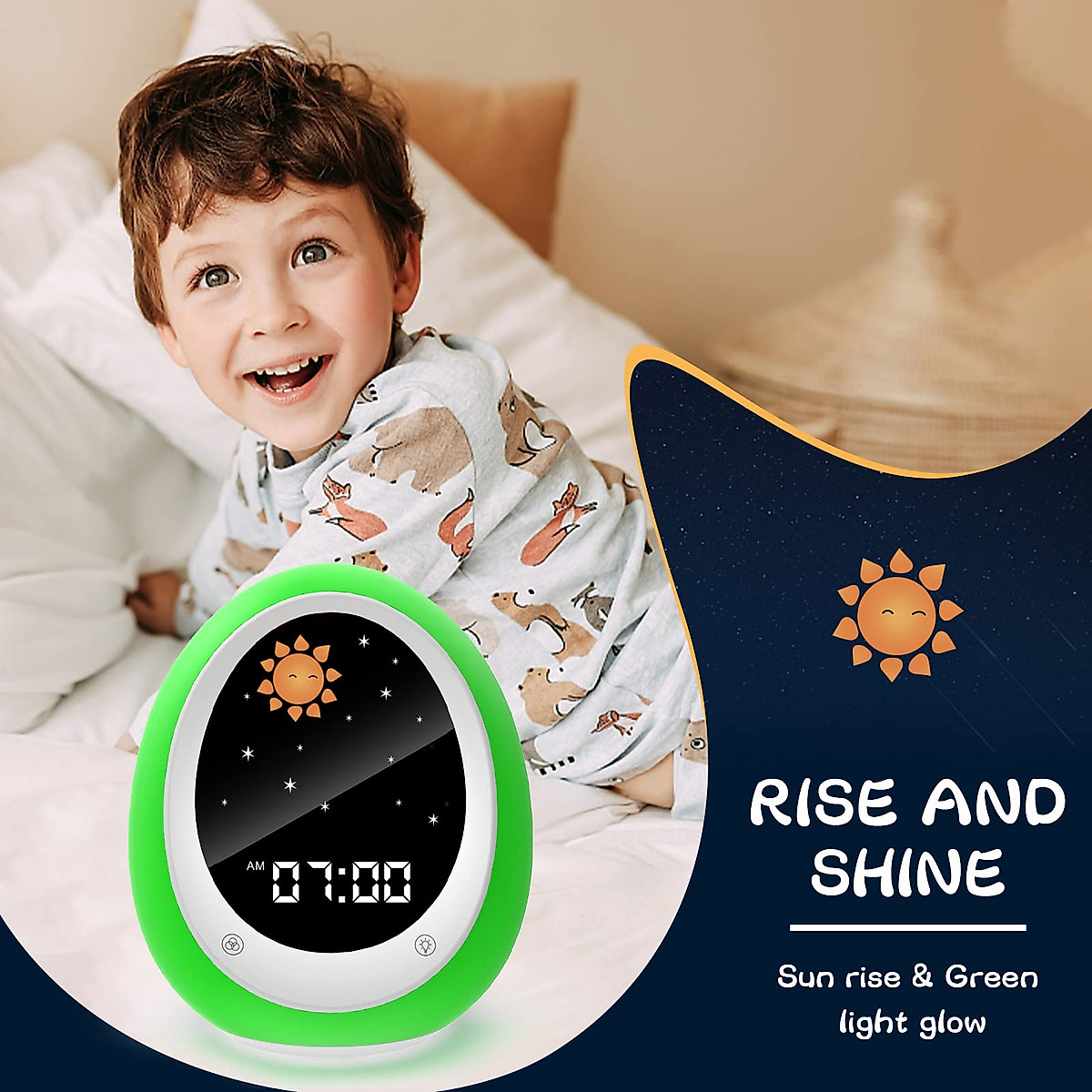 I·CODE Meteor Routine Helper Sleep Trainer, Kids Alarm Clock, Nursery Noise Machine & Night Light with Nap Timer for Younger Children