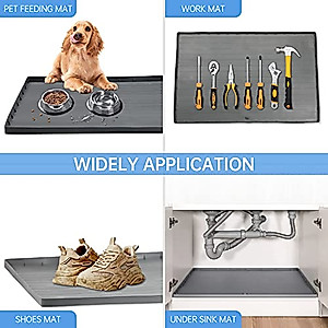 34 x 22 Inch Under Sink Mat for Kitchen Waterproof, Under Sink Tray with Drain Hole, Flexible Silicone Under Sink Mats, Sink Cabinet Protector Mats for Kitchen, Bathroom