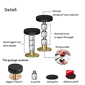 4PCS Adjustable Headboard Stoppers & Bed Stoppers, Threaded Bed Frame Prevent Loosening Anti-Shake Fixer, for Wall, Bed, Cabinet, Sofa, Table (1.18-4.33 inch)