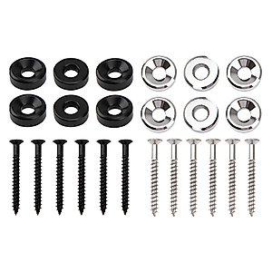 12Pcs Yootones Guitar Neck Joint Ferrules Bushing with Screws Compatible with Bass Electric Guitar(Black+Silver)