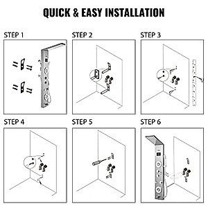 Happybuy 6 in 1 LED Shower Panel Tower System Rainfall and Mist Head Rain Massage Stainless Steel Shower Fixtures with Adjustable Body Jets