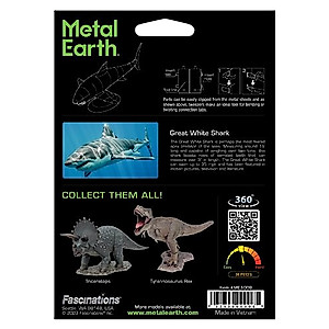 Fascinations Metal Earth Great White Shark 3D Metal Model Kit Bundle with Tweezers