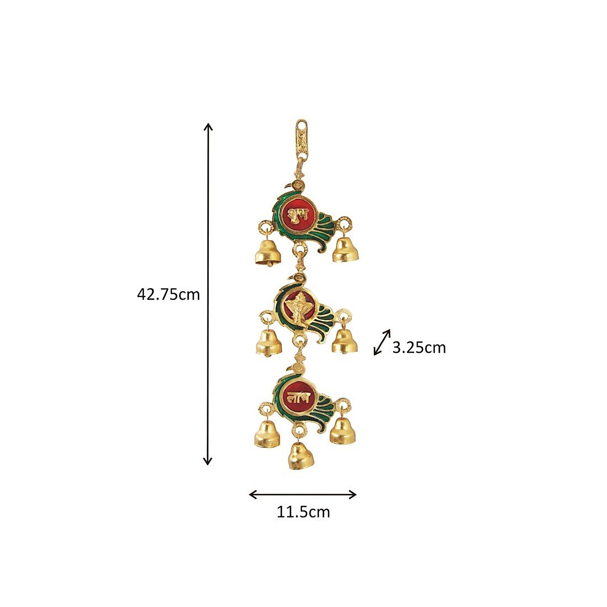 Handicrafts Paradise Hanging in Metal Peacock Shaped with Bells