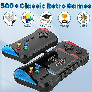 Handheld Game Console for Kids Adults,3.5'' LCD Screen Preloaded 500 Classic Video Games with Rechargeable Battery - Support 2 Players and TV Connection Ideal Gift for Kids Aldults