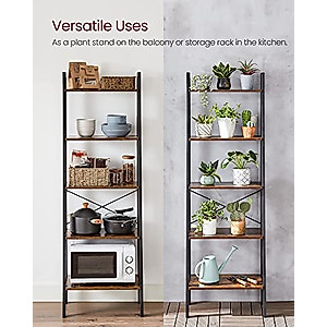 VASAGLE ALINRU 5-Tier Bookshelf, Industrial Bookcase and Storage Rack, Wood Look Accent Furniture with Metal Frame, 22.1 x 13.3 x 67.7 Inches, Rustic Brown