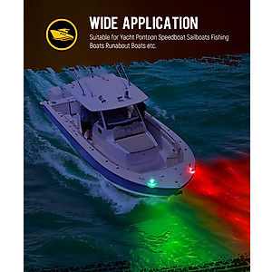 Partsam 2Pcs Marine Boat Light, Red Green LED Bow Navigation Lights, Deck Port Side Starboard Lights Sailing Signal Light for Pontoon Yacht Sailboat Speedboat Fishing Boats, IP67 Waterproof, DC 12V