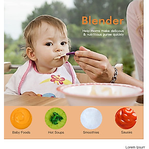 Enfmay 5-in-1 Immersion Hand Blender, 500W 6-Speed Handheld Stick Blender with Stainless Steel Blades,Whisk & Milk Frother, BPA-Free Chopper Beaker for Soups, Smoothies, Sauces, Baby Foods, White