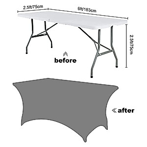 Supero Waterproof Spandex Table Cover for 6FT Table Universal Fitted Stretch Tablecloth for Party, Banquet, Wedding and Events-Lavender