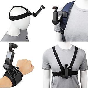 PellKing Accessories Kit for DJI Osmo Pocket 2,New Quick Release Head Strap Mount + Chest Mount Harness + Backpack Clip Holder + 360°Rotating Wrist Strap