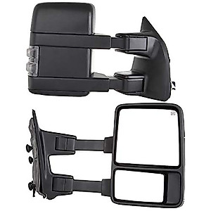 QUALINSIST Tow Mirrors Fit for 1999-2015 for Ford for F250/for F350/for F450/for F550 Super Duty Towing Mirrors with Manual Adjusted No Heated Turn Signal Light Black Housing 2PCS LH and RH Side