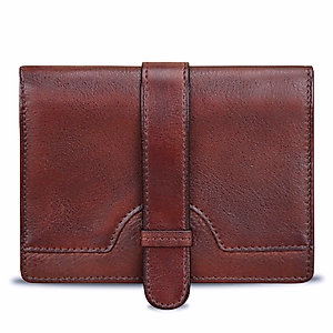 LRTO Genuine Leather Small Purse Wallet for Women RFID-Blocking Handmade Clutch Wallets Money Clip Card Organizer (Brown)