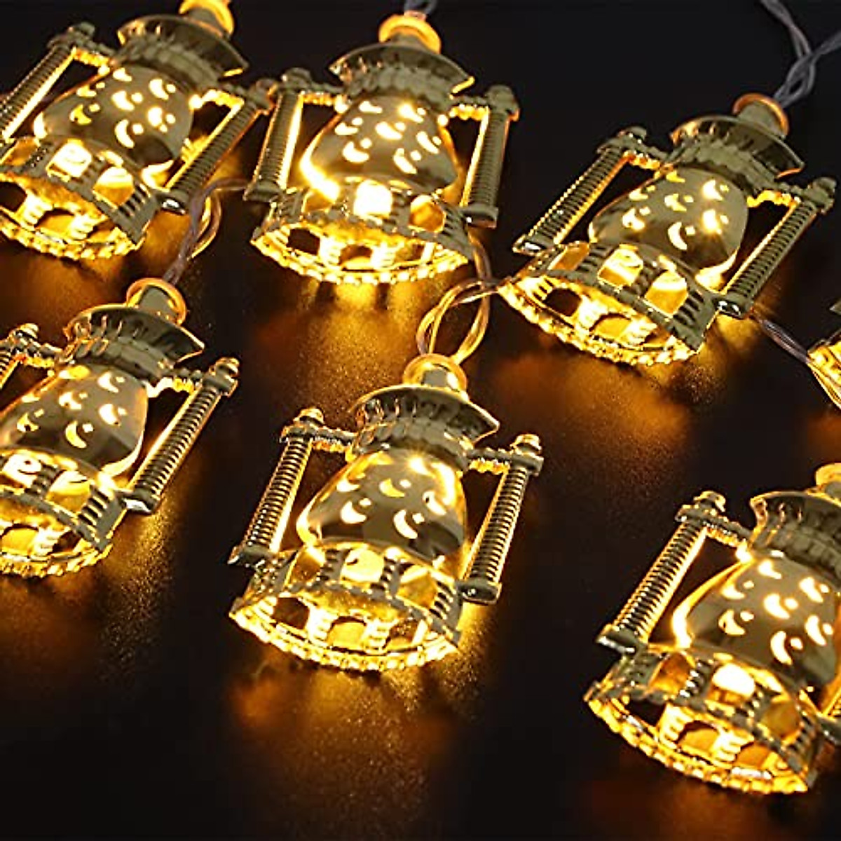 Jopwkuin Decorative Light, 10LED Battery Powered LED Light Decor Iron+ABS Materials Mubarak Eid String Light for Garden for Patio Decor for Home