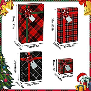 Qilery 24 Pieces Christmas Gift Boxes with Lids and Red Bows Buffalo Plaid Christmas Gift Wrap Boxes 4 Sizes Bulk Gift Boxes Shirt Box for Wrapping Xmas Holiday Present (Plaid)