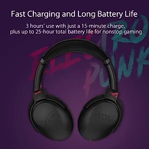 ASUS ROG Strix Go 2.4 Electro Punk Wireless Gaming Headphones with USB-C 2.4 GHz Adapter | Ai Powered Noise-Cancelling Microphone | Over-ear Headphones for PC, Mac, Nintendo Switch, and PS4