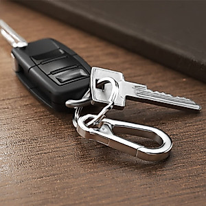 4Pcs Metal Carabiner Clip Keyring Keychain Key Ring Chain Holder for Car Keys/Purse- Silver Keychain Hook Organizer