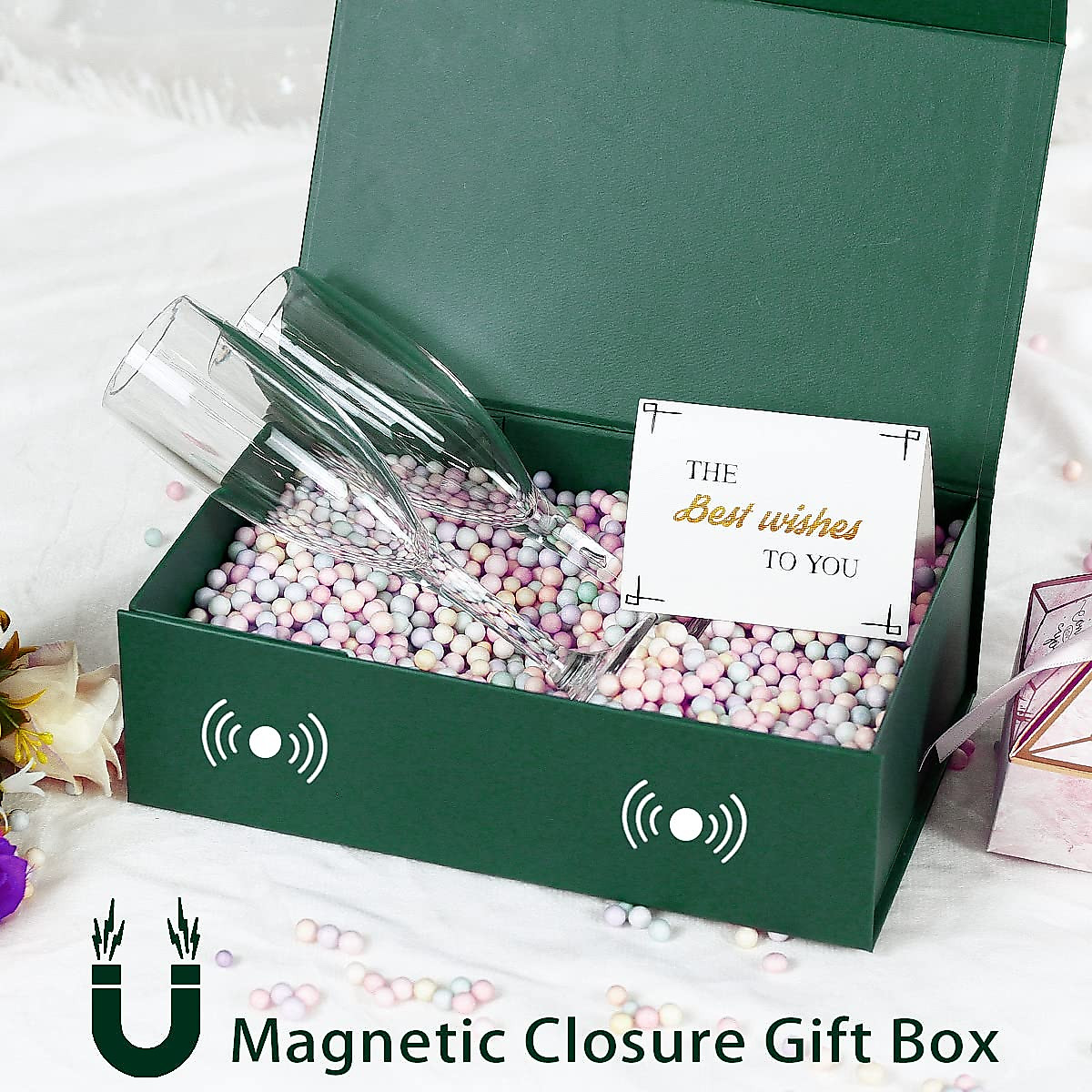 MOZRRO Gift Box with Lids, 9.85 x 5.95 x 3.15 In Magnetic Closure Collapsible Gift Boxes for Gift Packaging, Gift Box for Christmas,Mothers Day,Fathers Day,Graduations,Weddings,Birthdays Gifts