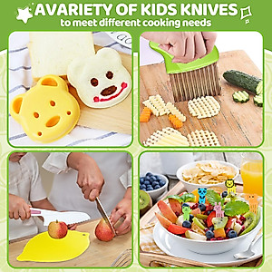 HIIXHC 30PCS Kids Wooden Kitchen Knife Set,Kids Knives For Real Cooking with Cutting Board - Includes Safe Knives, Serrated Plastic Knives,Potato Slicers, Sandwich Cutter, Peeler and Glove