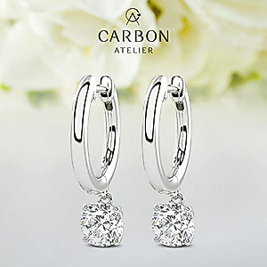 1/2 Carat Lab Grown Diamond Huggie Hoop Earrings for Women I 14k White Gold Earrings (G-H, VS1-VS2, 0.50 cttw) Dangling Drop Earrings I Brilliant Cut Diamond Hoops by Carbon Atelier