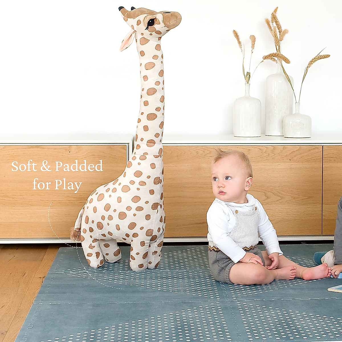 Toddlekind Playmat - Premium Foam Playmat, 4 x 6 feet, 6 Tile Extra Thick Foam Floor Puzzle Mat for Babies/Toddlers Stylish, Non-Toxic, Odorless. Perfect for Tummy Time, Crawling, and Play. Ideal for Nursery and Playroom. 0m+ (Green/Blue)