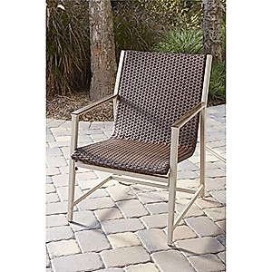 Novogratz Outdoor Living Santa Fe Lounge Set, Brown Wicker and Cream Frame, Brushed Wood Grain Accents