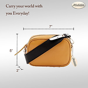 Hidelle Leather Women's Crossbody Bag | Adjustable Straps Zipper Closure Small Pockets Inside- Yellow