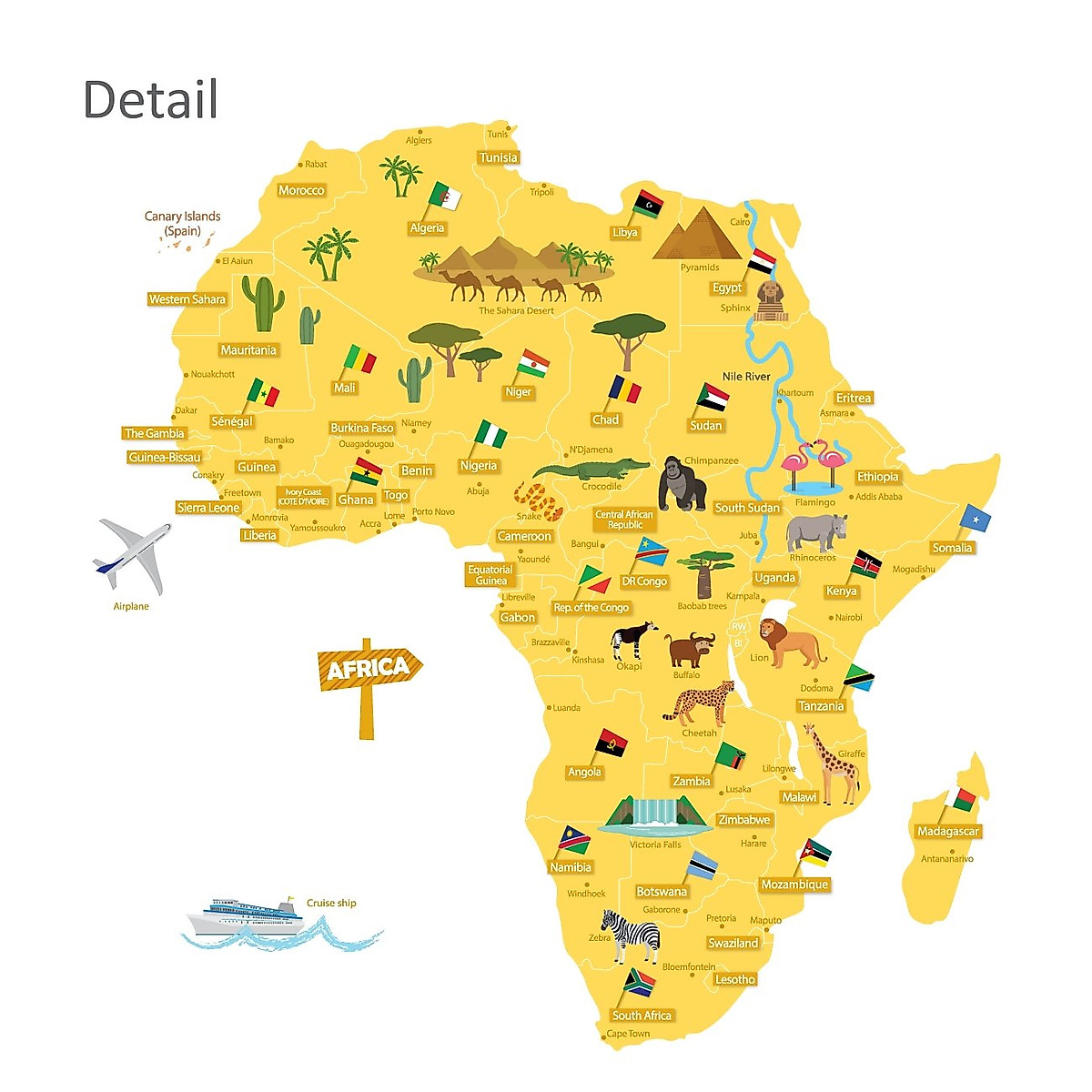 DECOWALL DWL-1616S Colourful World Map Kids Wall Stickers Wall Decals Peel and Stick Removable Wall Stickers for Kids Nursery Bedroom Living Room (Medium) d?cor