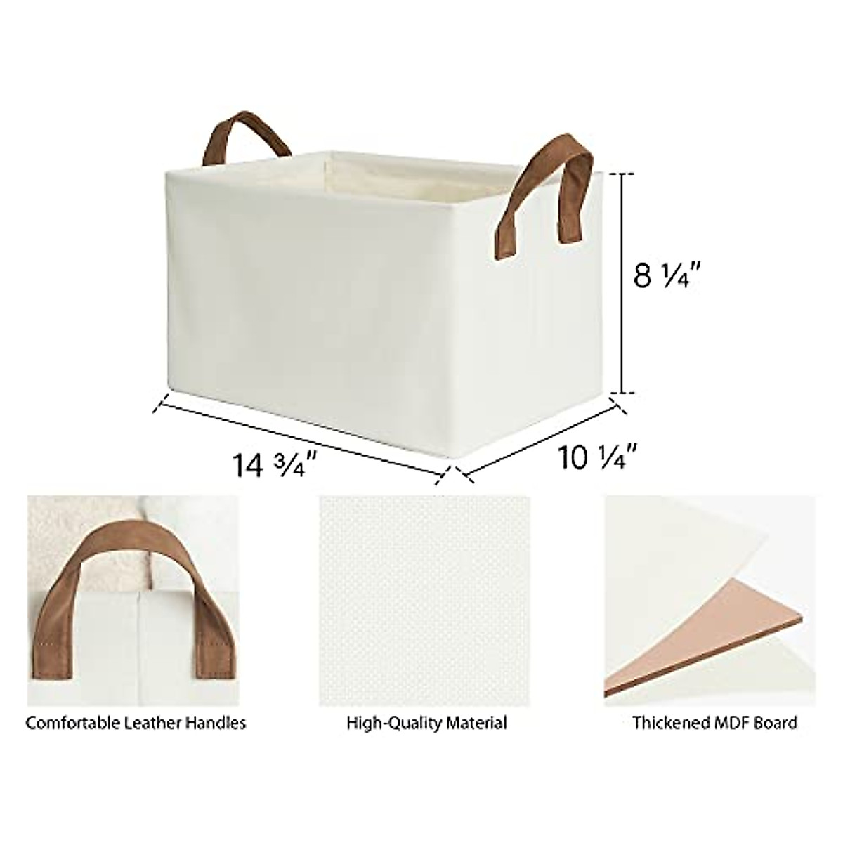 StorageWorks Storage Bins For Shelves With Metal Frame, Rectangle Storage Baskets, Beige, 2-Pack