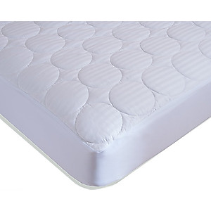 Full Mattress Pad Cover Deep Pockets Cotton Top, Down Alternative Fiber Fill Quilted and Fitted (Full Size - 54"x75")