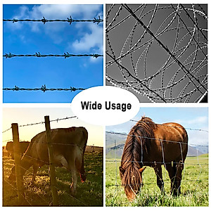 Yowlieu 4 Point Barbed Wire, 18 Gauge Real Barb Wire Roll 20 Feet Barbwire for Fence, Baseball Bat, Bird Feeder, Garden & Crafts