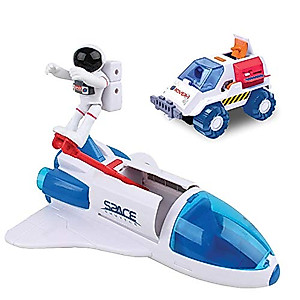 Astro Venture Space Shuttle Toy with 2 Astronauts, Mechanical Arm and Rover - Lights Up with Blast Off Sound Effects - Rover Compartments Open with The Push of a Button - Fun Space Toys for Kids