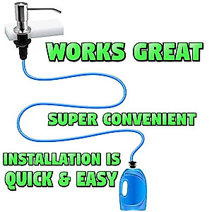 Sink Soap Dispenser Extension Tube (36”) with Check Valve (Maintains Prime) - Two Bottle Stoppers to Fit Most Soap Containers. No More Messy Refills. Provides a Lifetime of Convenience.