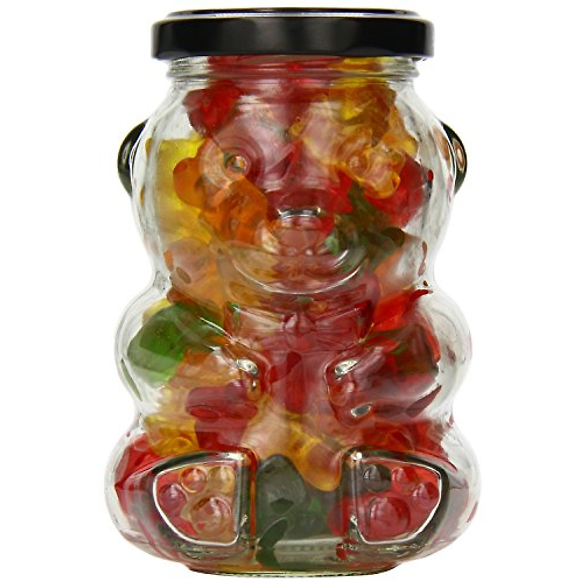 Nakpunar 9 oz Glass Bear Jars with Lids for Honey, Candies, Piggy Banks (3, Gold)