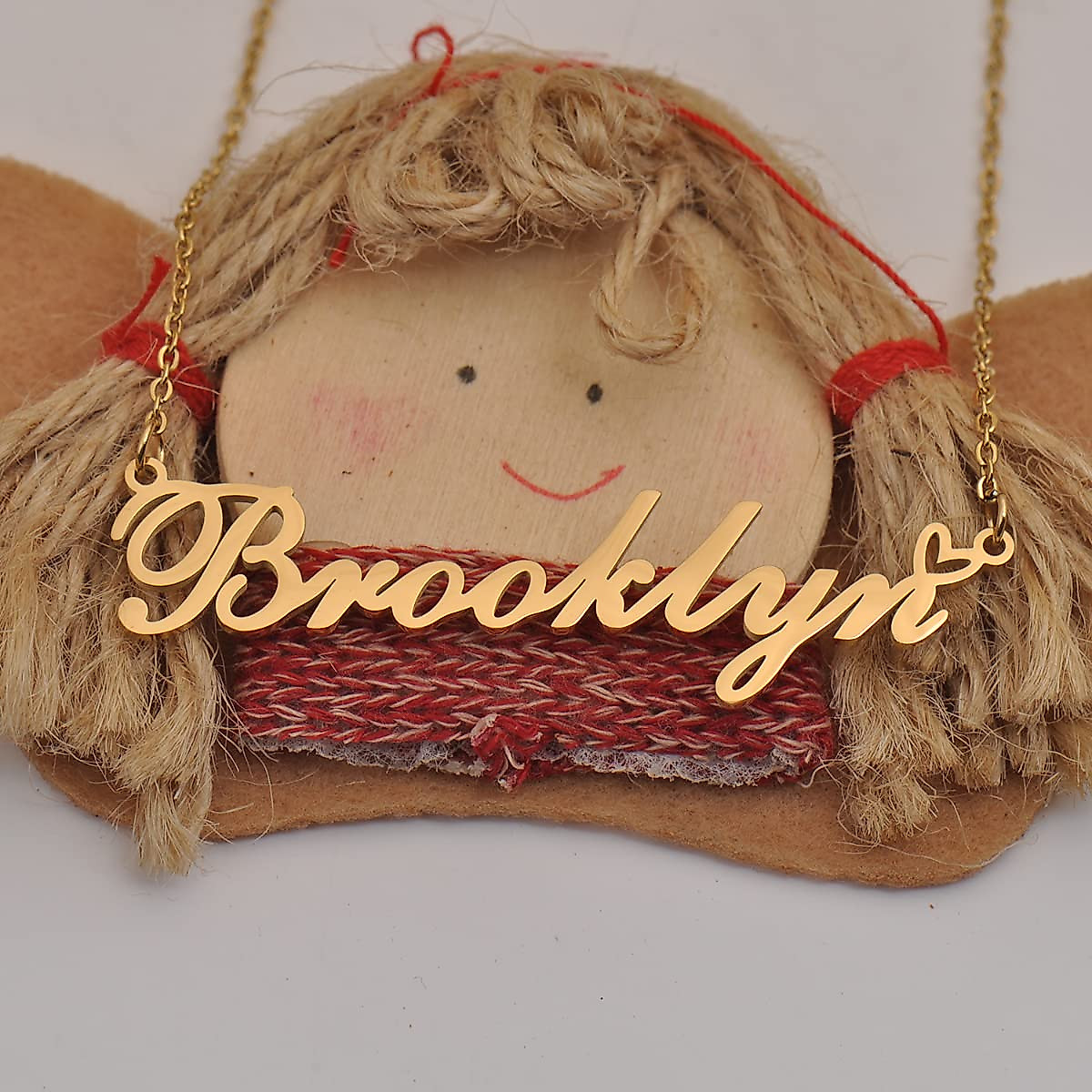 RONKAH Lacey Custom Personalized Name Necklace with Heart Plated Customized Pendant Necklace Jewelry for Women Christmas Valentine's Day Birthday New year Mother's Day Gold