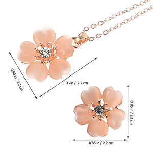 Holibanna Rhinestone Cherry Blossom Branch Pendant Necklace Earrings Stud Set Wedding Jewelry for Women