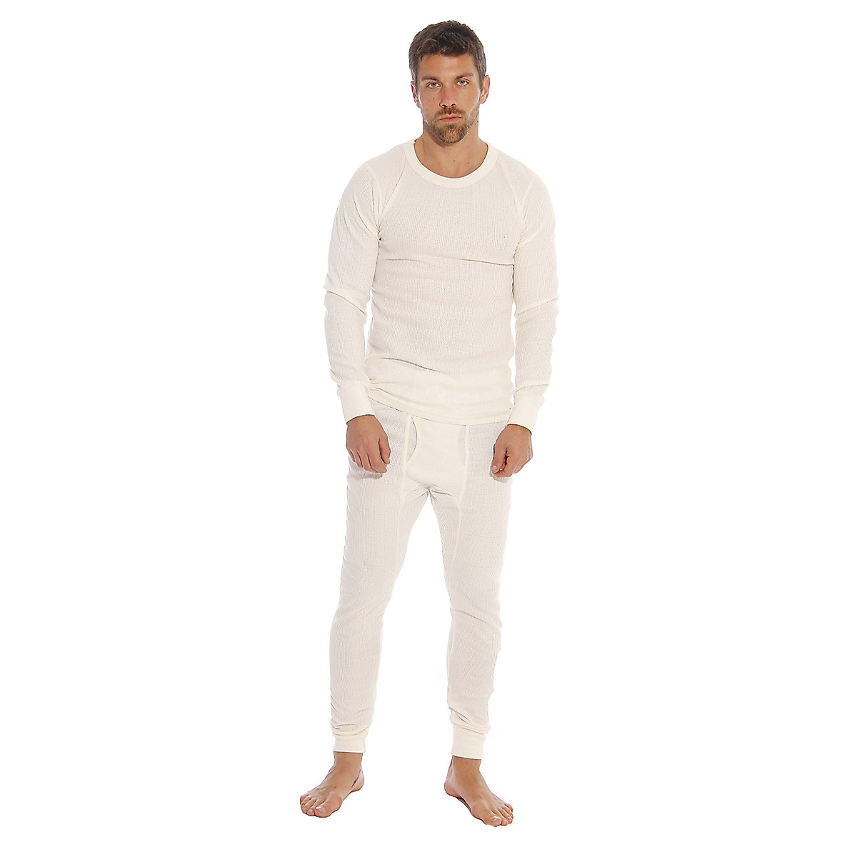 At The Buzzer Thermal Underwear Set for Men 95962-Ecru-L