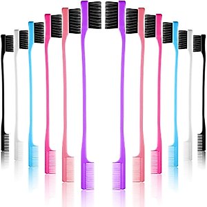 Yaomiao 12 Pieces Hair Edge Brushes Double Sided Edge Control Hair Comb Brushes Eyebrow Brush for Women Girls Natural Styling Hair Edge Brushes Combo Pack Smooth Comb Grooming 6 Random Color