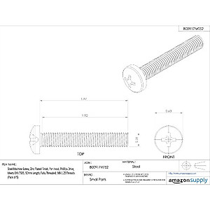 Small Parts Steel Machine Screw, Zinc Plated Finish, Pan Head, Phillips Drive, Meets DIN 7985, 80mm Length, Fully Threaded, M5-0.8 Metric Coarse Threads (Pack of 5)